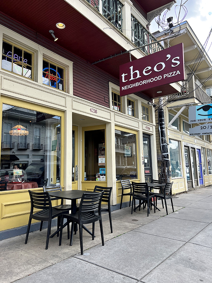 Sidewalk seating where pizza meets people-watching&mdash;a New Orleans tradition as delightful as the thin crust itself.