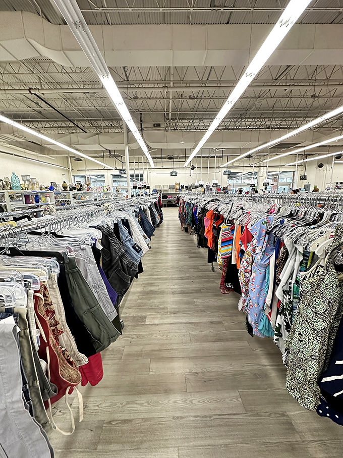 Inside Value Village, a warehouse of possibilities awaits exploration. Where every aisle feels like its own department store, minus the sticker shock.