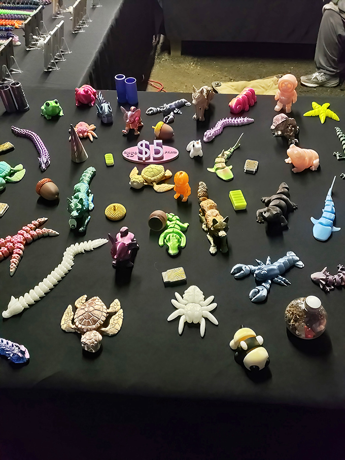 A menagerie of colorful creatures awaits new homes at just $5 each&mdash;proof that at Jake's, even dinosaurs and sea monsters come with bargain price tags.