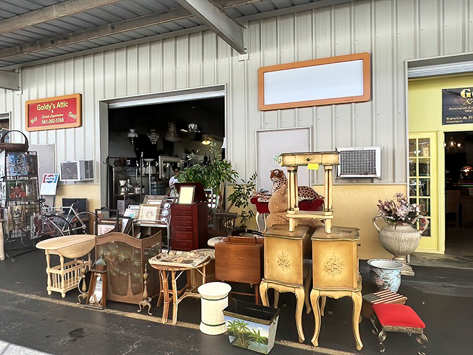 Goldy's Attic displays its vintage furniture finds like a living room fashion show, each piece with stories etched into its wood grain.