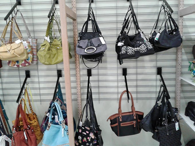 Handbag heaven for the accessories enthusiast. Each purse whispers tales of previous shopping expeditions and forgotten lipsticks hiding in inner pockets.