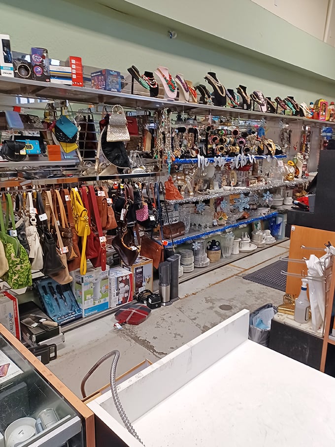 Handbags and accessories create a wall of possibilities that would make any fashionista weak. 