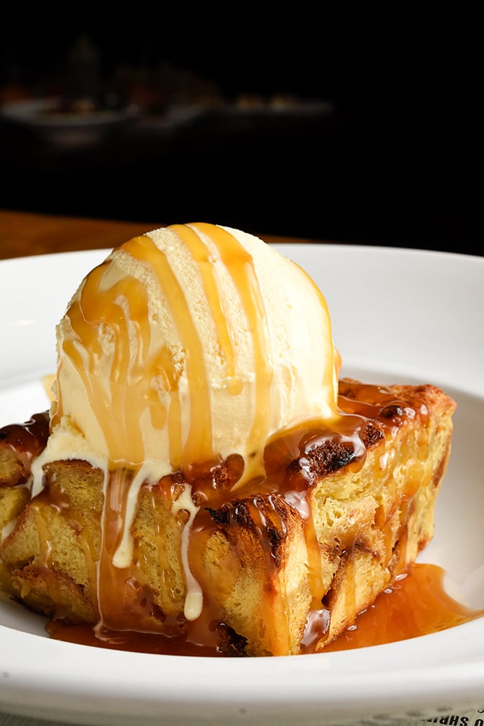 Bread pudding that makes you question why anyone bothers with other desserts &ndash; topped with melting ice cream and caramel that's practically posing for Instagram.