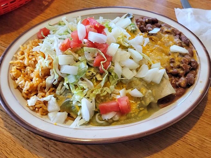 New Mexico's enchilada philosophy: if you can still see the plate beneath the red chile sauce, you're doing it wrong.