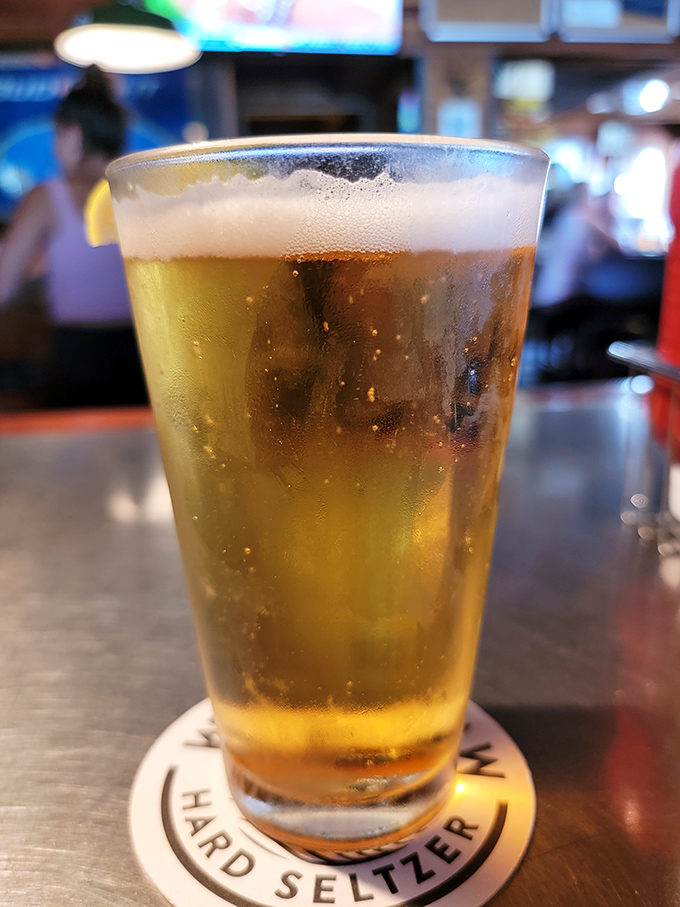 A cold, crisp beer awaits its burger companion. Like Astaire and Rogers, some partnerships transcend the ordinary and become legendary.