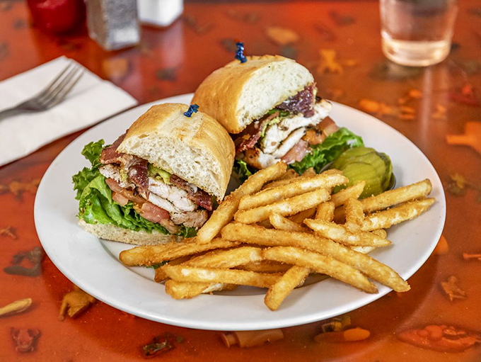 A sandwich that could be California's official state food &ndash; golden chicken, crisp lettuce, and all the fixings with fries so perfect they deserve their own fan club.