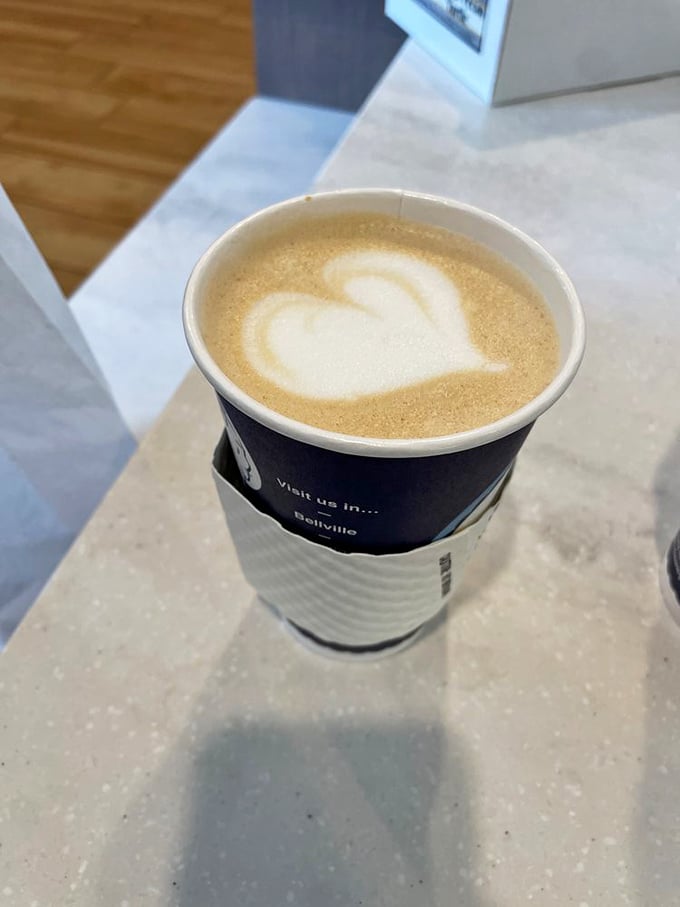 Even the coffee gets dressed up for the occasion, with a heart design that says, "Yes, the Amish know your latte needs."