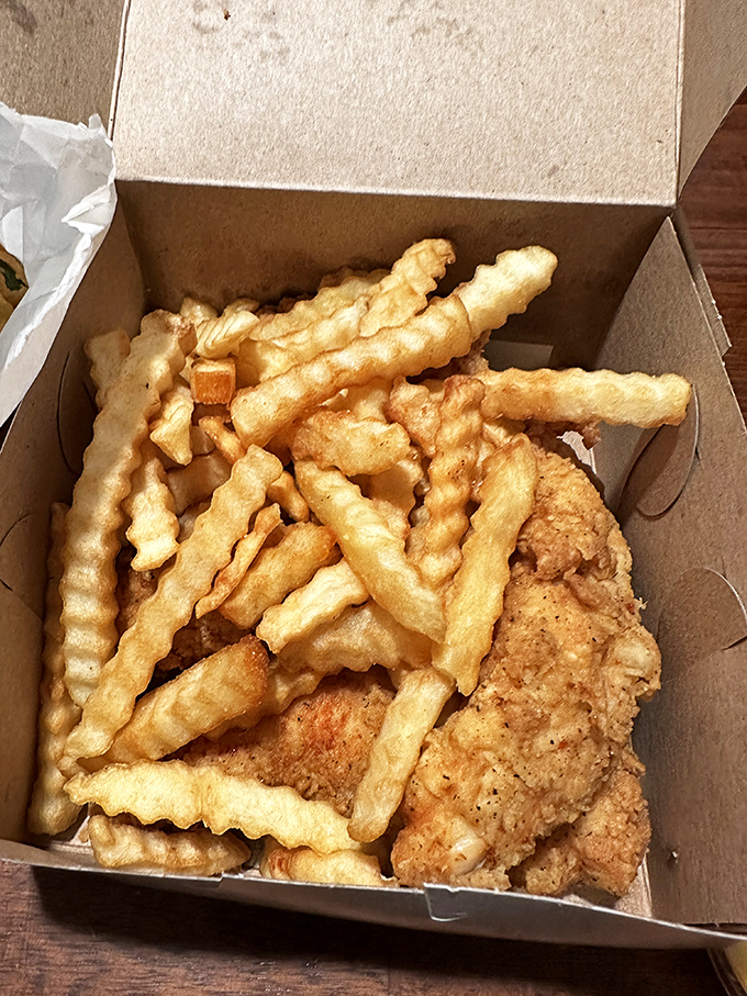 Chicken tenders that actually deserve the name&mdash;tender inside, audibly crunchy outside, and zero pretension throughout.