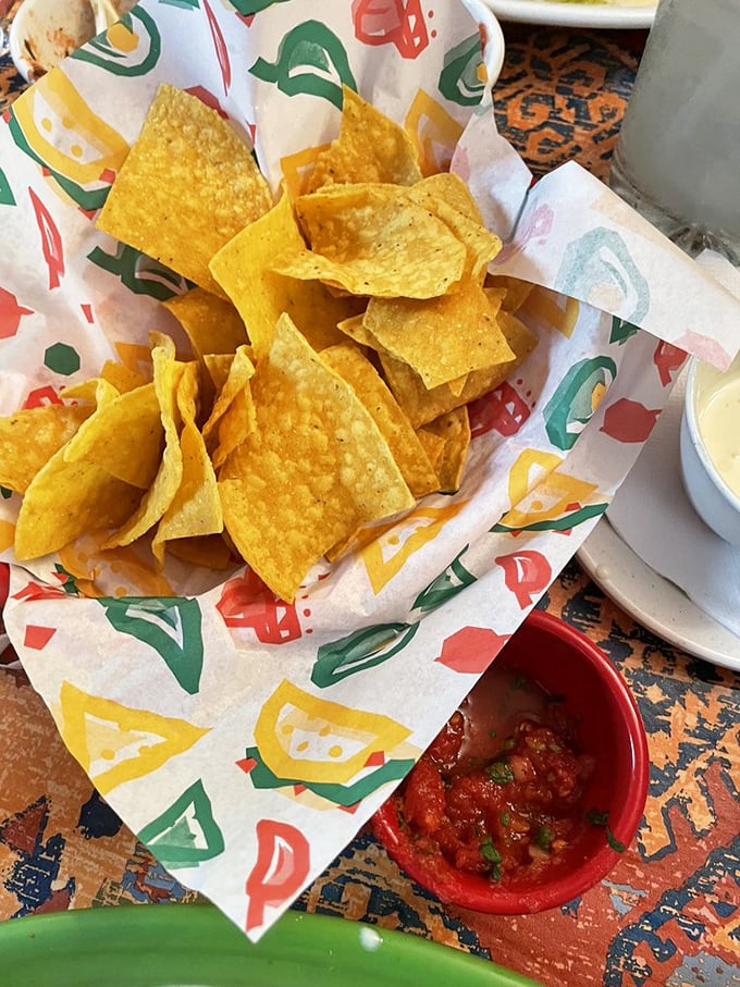 Golden triangles of possibility&mdash;these aren't just chips, they're vehicles for salsa delivery and happiness conveyance.