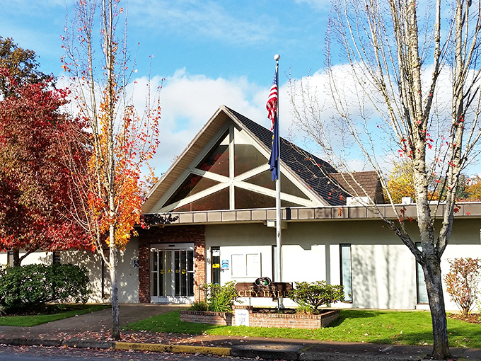 Cottage Grove's City Hall looks more like your successful uncle's cabin than a government building&mdash;complete with autumn trees that dress better than most of us.