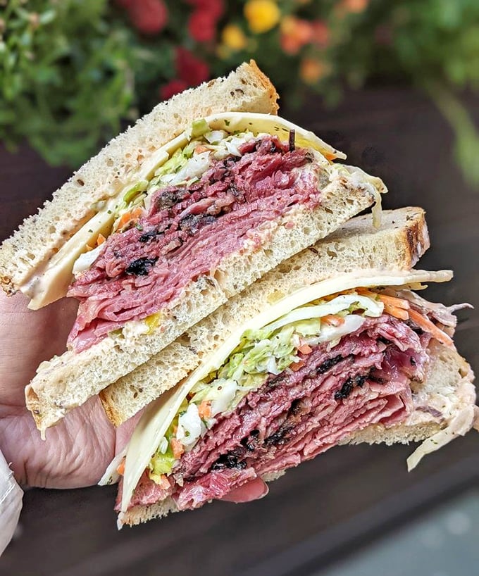 The combo that ends all debates: why choose between pastrami and corned beef when you can have both? It's the sandwich equivalent of world peace.