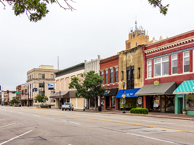Brick facades and awning-shaded sidewalks create Salina's inviting commercial district. Window shopping here is like comfort food for your eyeballs.