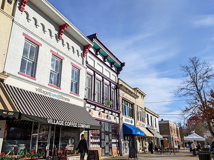 Village Coffee Company anchors this block where locals debate everything from politics to pie flavors with equal passion.