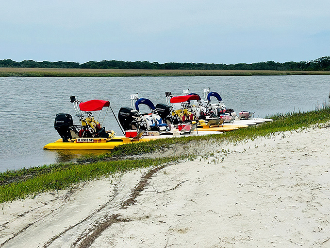 Water adventures await with these cheerful vessels lined up like eager puppies. The marshlands offer a different perspective of Fernandina&mdash;one best appreciated at five miles per hour.