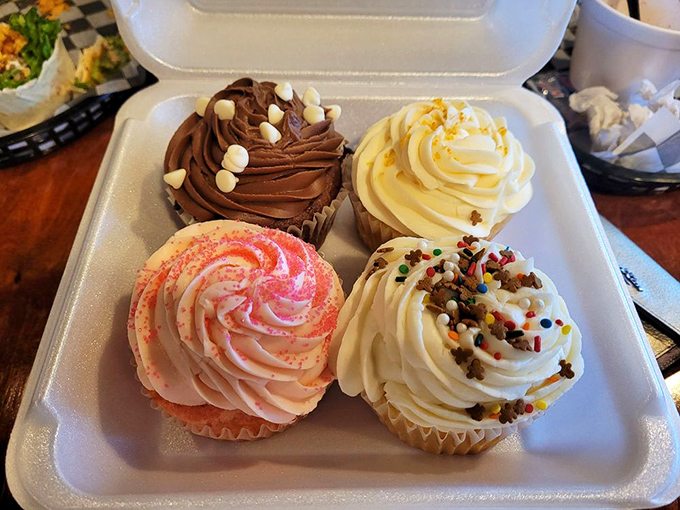 Cupcake quartet to-go: because sometimes the best souvenir isn't a t-shirt, but frosting memories that follow you home.