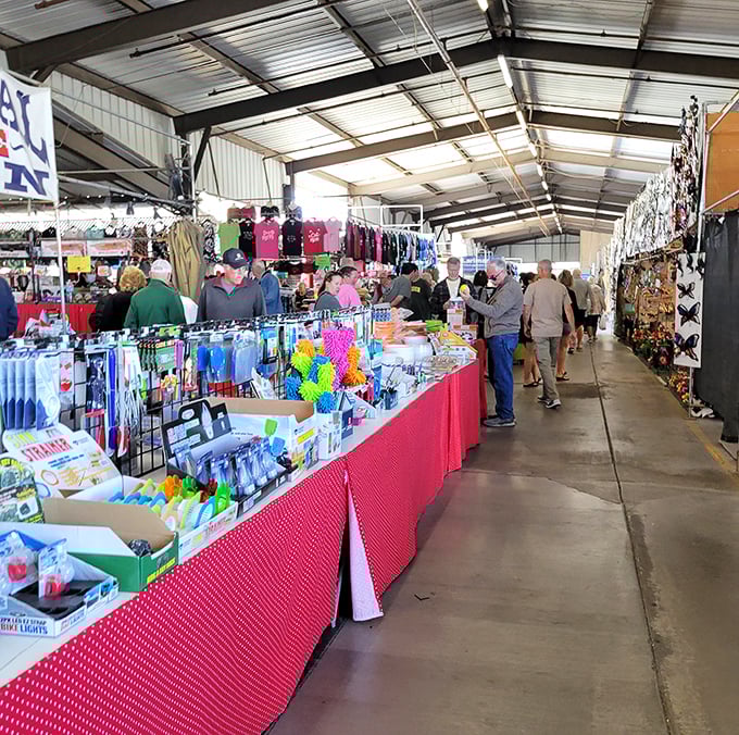 The weekend crowd navigates the market's arteries, each shopper on their own treasure hunt through this retail wonderland.