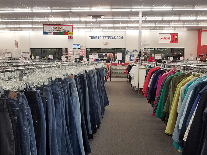 Denim heaven! More jeans than a country music convention, organized by size so you don't have to wade through the wrong fits.