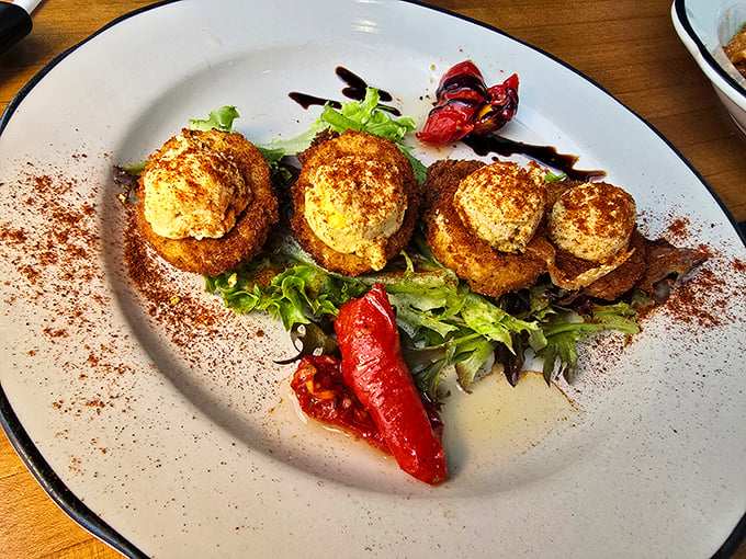 Deviled eggs elevated to art form &ndash; these aren't your grandmother's picnic staples unless your grandmother was secretly a culinary genius.