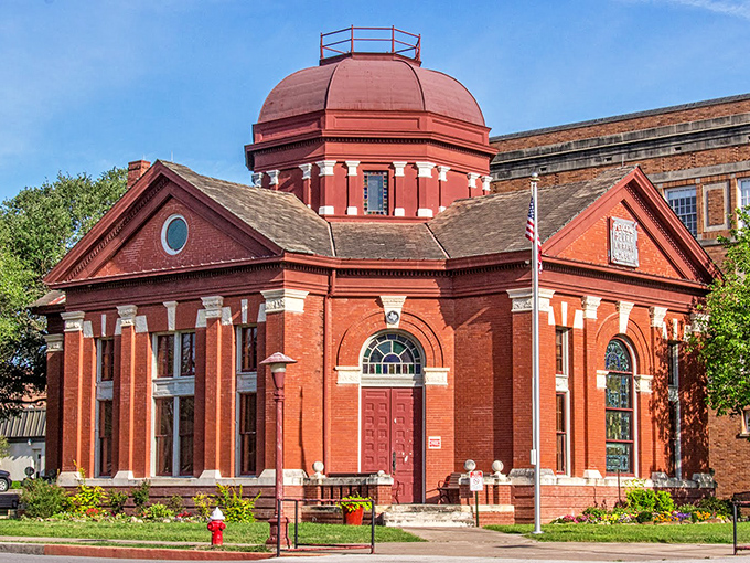 The Dr. Eugene Clark Library's magnificent red dome and classical columns house literary treasures in what feels like a miniature Capitol building.