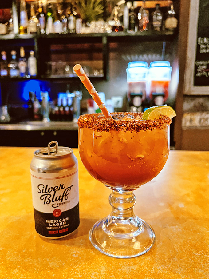 The perfect companion to smoky meats&mdash;a spicy rim, a cool drink, and a local brew standing by for reinforcement.