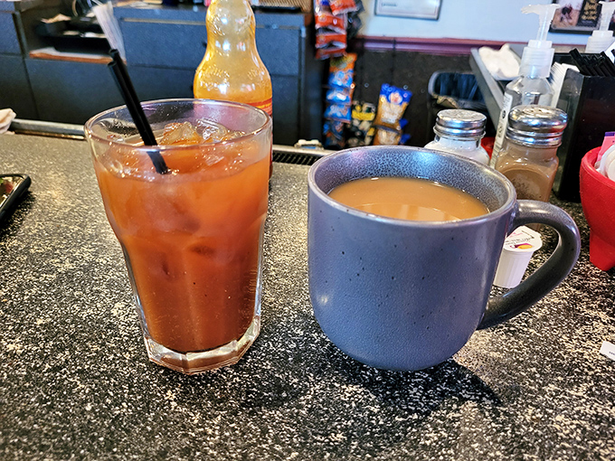 The bar selection isn't trying to impress mixologists&mdash;it's there to provide the perfect liquid companion to your country fried epiphany.