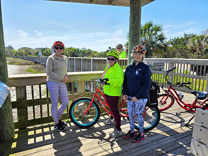 Biking Amelia Island's trails offers the perfect blend of exercise and sightseeing&mdash;the smiles suggest they're discovering hidden corners tourists in cars miss entirely.