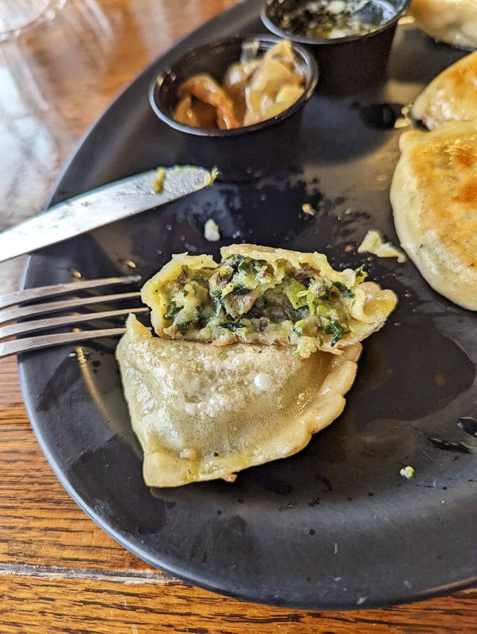 Cut open a pierogi to reveal its secrets&mdash;this spinach and cheese filling is the kind of revelation that makes you momentarily forget your table manners.