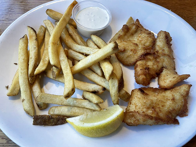 Fish and chips that transport you straight to the ocean&mdash;except you're already there, which makes this a meta-culinary experience.