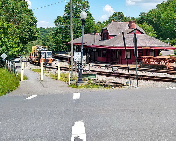 The historic train depot stands as a testament to Frostburg's railroad heritage, connecting today's visitors to yesterday's travelers through more than just tracks.