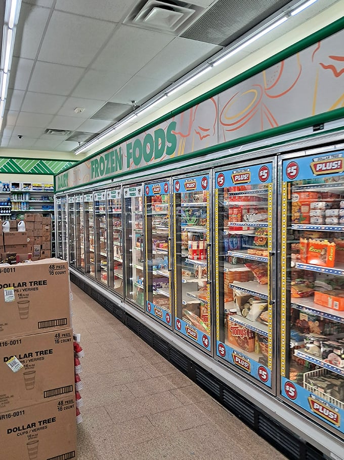 The frozen food section&mdash;where budget-conscious gourmands find pizza rolls and ice cream sandwiches to satisfy midnight cravings.