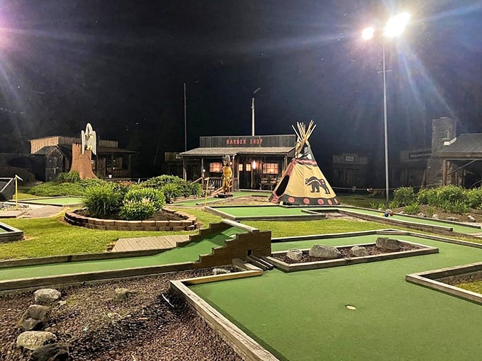 Gary's Putter Golf brings whimsical mini-golf to nighttime Coudersport. That teepee has probably seen more hole-in-ones than most PGA tournaments.