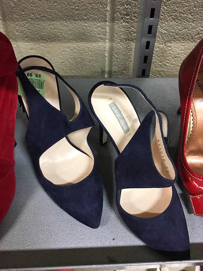 Designer dreams at down-to-earth prices. Those navy blue slingbacks aren't just shoes&mdash;they're the Cinderella story waiting to happen.