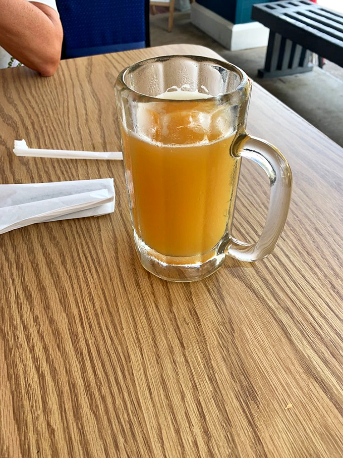 A frosty mug of beer that whispers, "Slow down, you're in Florida now." The perfect companion for seafood &ndash; like finding the ideal dance partner at a coastal soir&eacute;e.