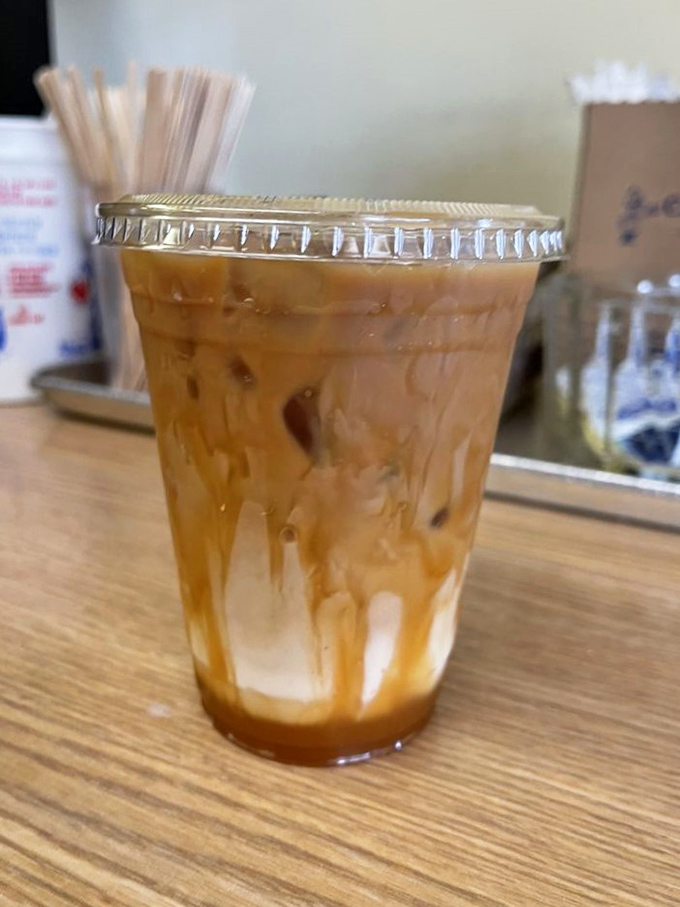 Coffee with caramel swirls that hypnotize you into ordering a second pastry. The perfect accomplice to any Danish bakery crime you're about to commit.