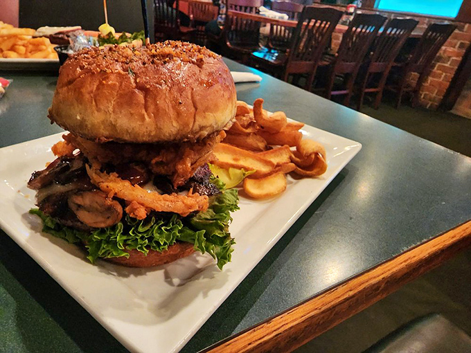 This towering burger proves Irish whiskey makes everything better, including your standard American beef patty.