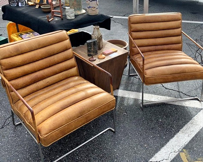 Mid-century modern meets butter-soft leather in these sculptural chairs. Don Draper would approve&mdash;and so would your living room.