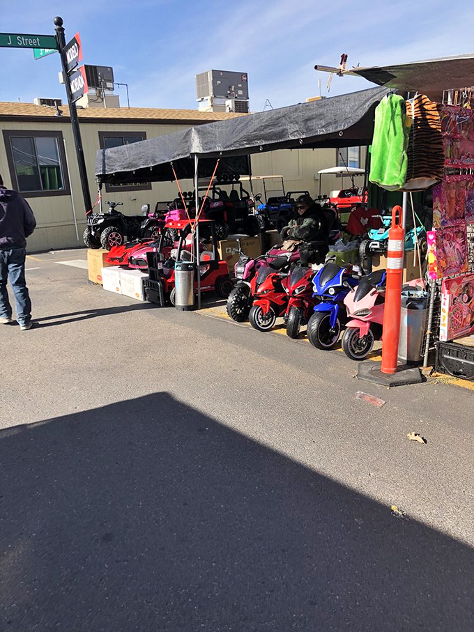 Mini motorcycles for mini daredevils! This outdoor stall proves it's never too early to nurture your child's need for speed&mdash;or your need for peace and quiet.