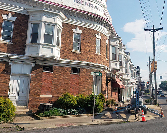 The Knickerbocker Tavern's distinctive brick architecture and bay windows harken back to Altoona's railroad boom days, now serving up affordable meals instead of boarding rooms.