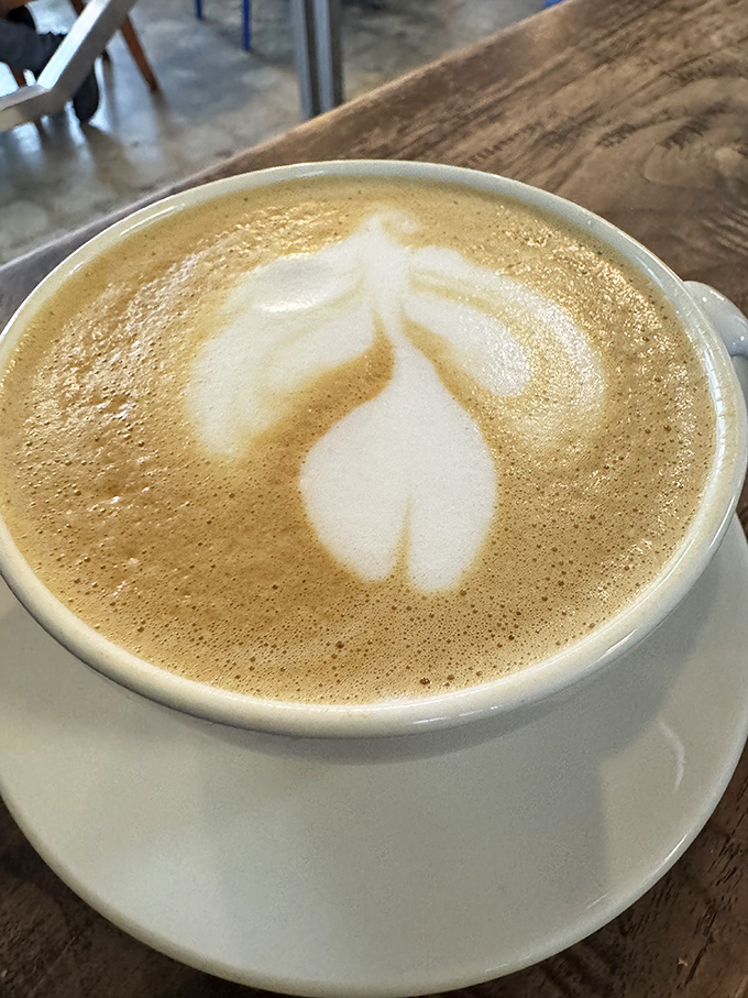 Coffee art so pretty you almost don't want to drink it. Almost. The perfect companion to anything from the pastry case.