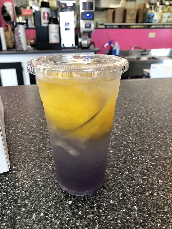 This lavender lemonade looks like a sunset in a cup. Part refreshment, part mood ring, all delicious.