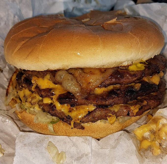 The Lucky Burger doesn't need truffle aioli or a fancy bun to make its point. Pure burger eloquence in its most honest form.