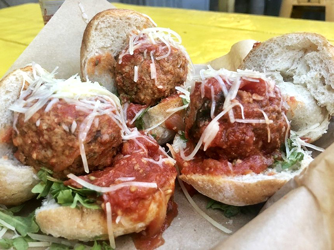 These meatball sliders aren't playing around. Perfectly sauced, properly cheesed, nestled in fresh bread&mdash;Italian-American heritage in three perfect bites.