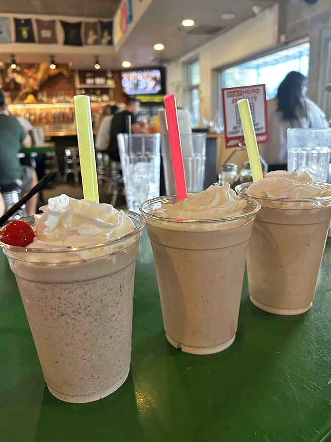 Milkshakes thick enough to make your straw stand at attention. These creamy concoctions require patience, strong cheeks, and zero diet plans.
