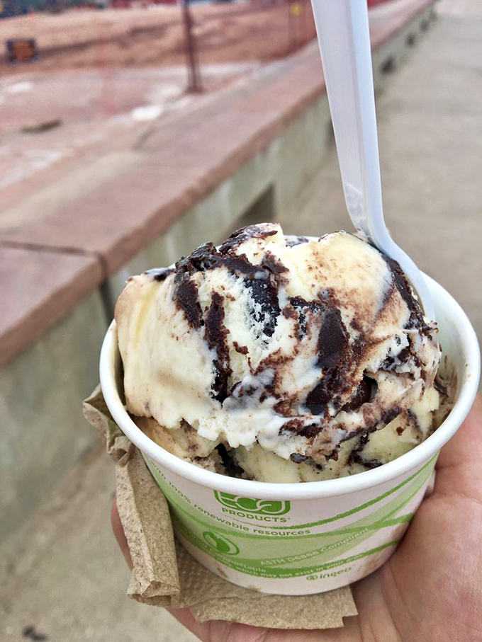 Ice cream with a view. Nothing complements Zion's majestic landscape quite like creamy swirls of chocolate-studded vanilla goodness.