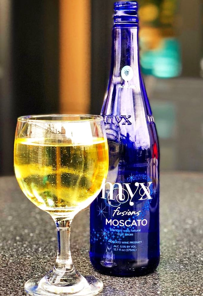Liquid sunshine in a blue bottle. The Moscato offers a sweet counterpoint to the savory deli fare &ndash; because sometimes adults need a juice box too.