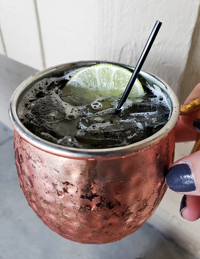 The copper mug isn't just for show&mdash;it's keeping this Moscow Mule perfectly chilled while that lime slice stands by, ready for its supporting role.