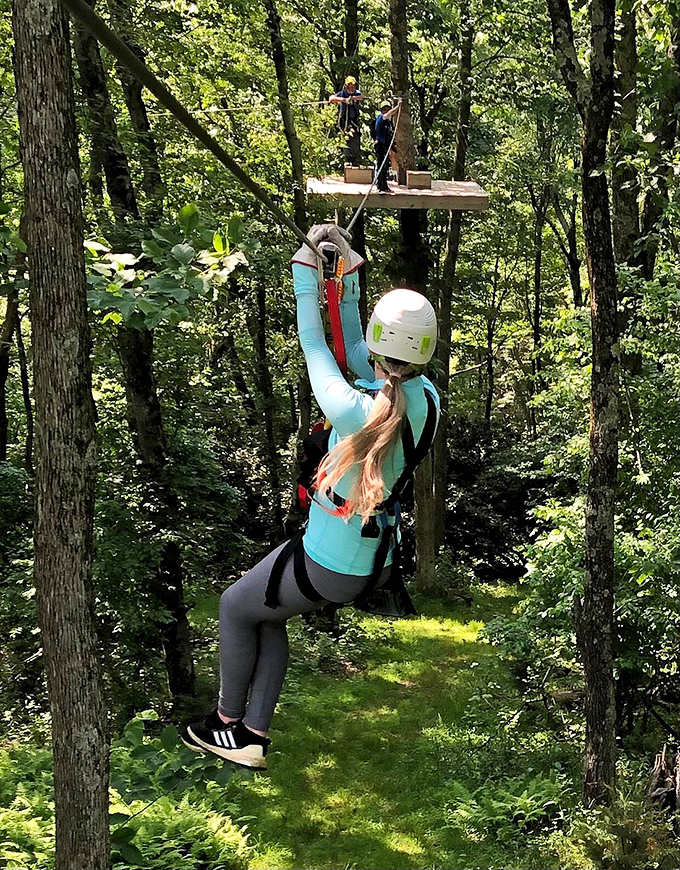 Adventure goes vertical in Floyd's forests! Ziplining through ancient trees offers a squirrel's-eye view of the Blue Ridge canopy.