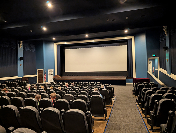 No stadium seating necessary when the real luxury is the shared experience of classic cinema, complete with blue walls that whisper "this place has stories to tell."