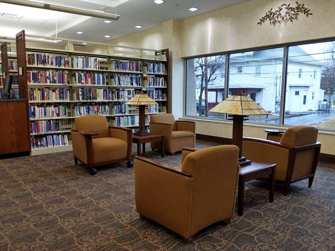 The public library offers more than books – it's a community living room where comfortable chairs invite you to stay awhile without spending a dime.