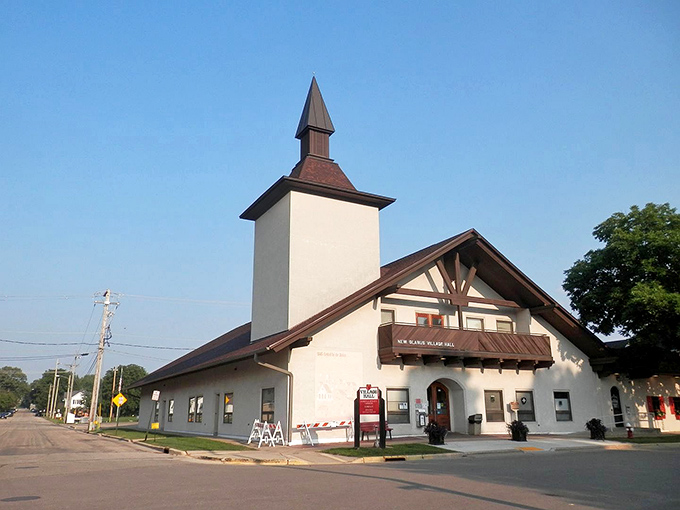 The New Glarus Village Hall embraces its Swiss heritage with distinctive architecture that would look right at home in the Alps.